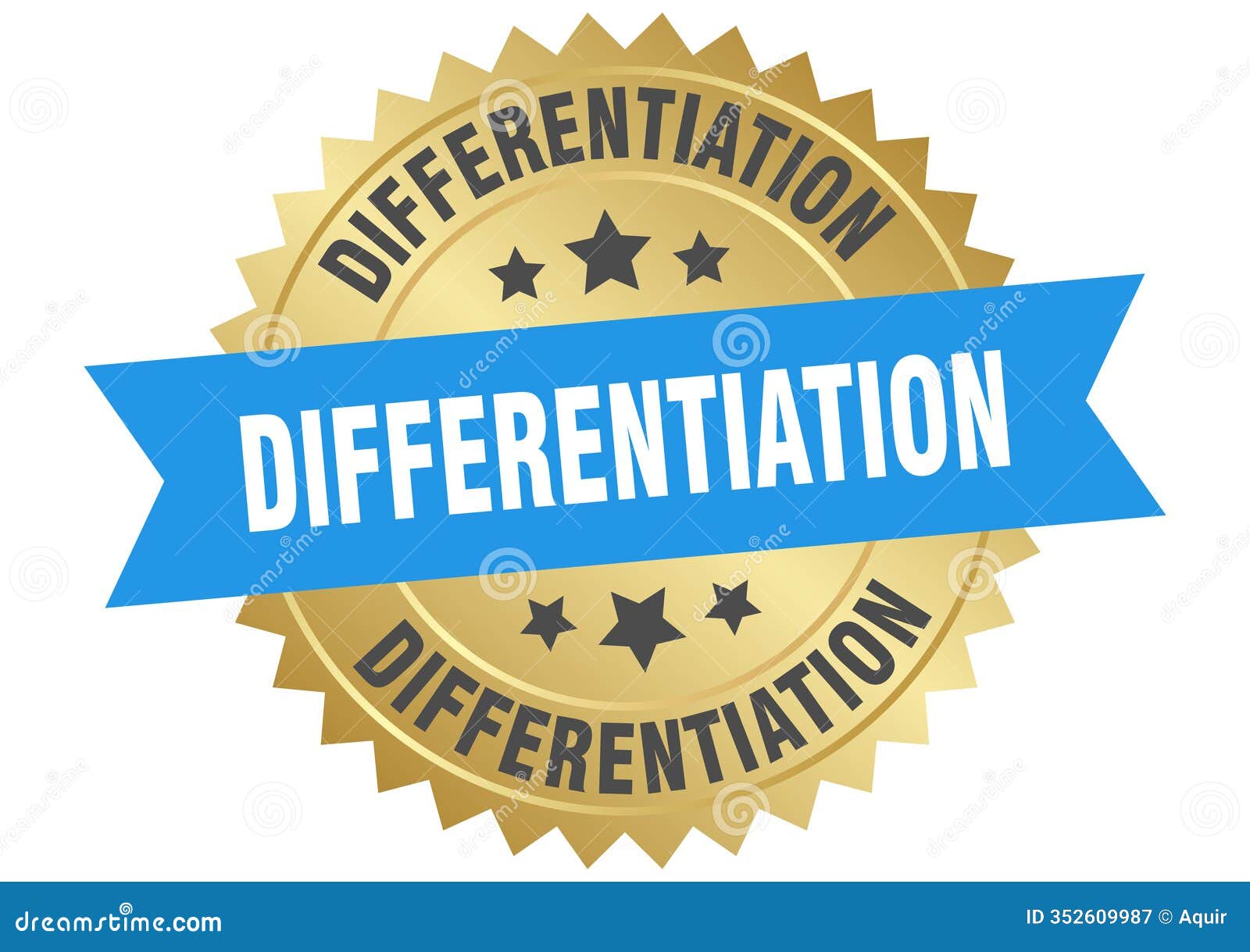 Differentiation. Differentiation Round Blue And Gold Label Isolated On ...