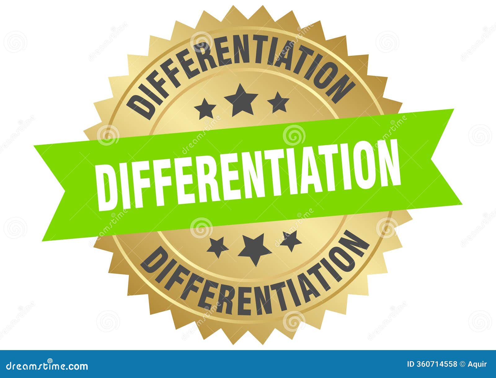 Differentiation. Differentiation Round Blue And Gold Label Isolated On ...