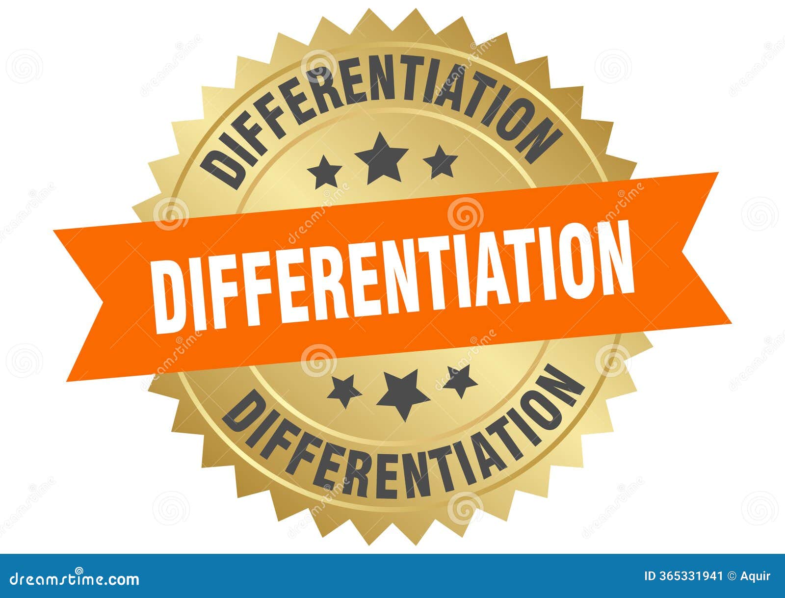 Differentiation. Differentiation Round Orange And Gold Label Isolated ...