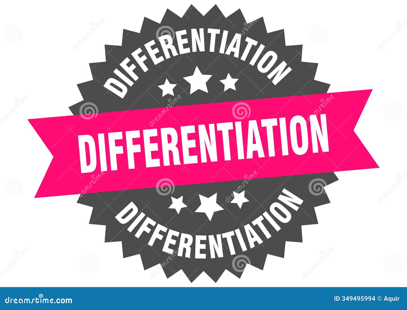 Differentiation. Differentiation Round Pink Label Isolated on ...