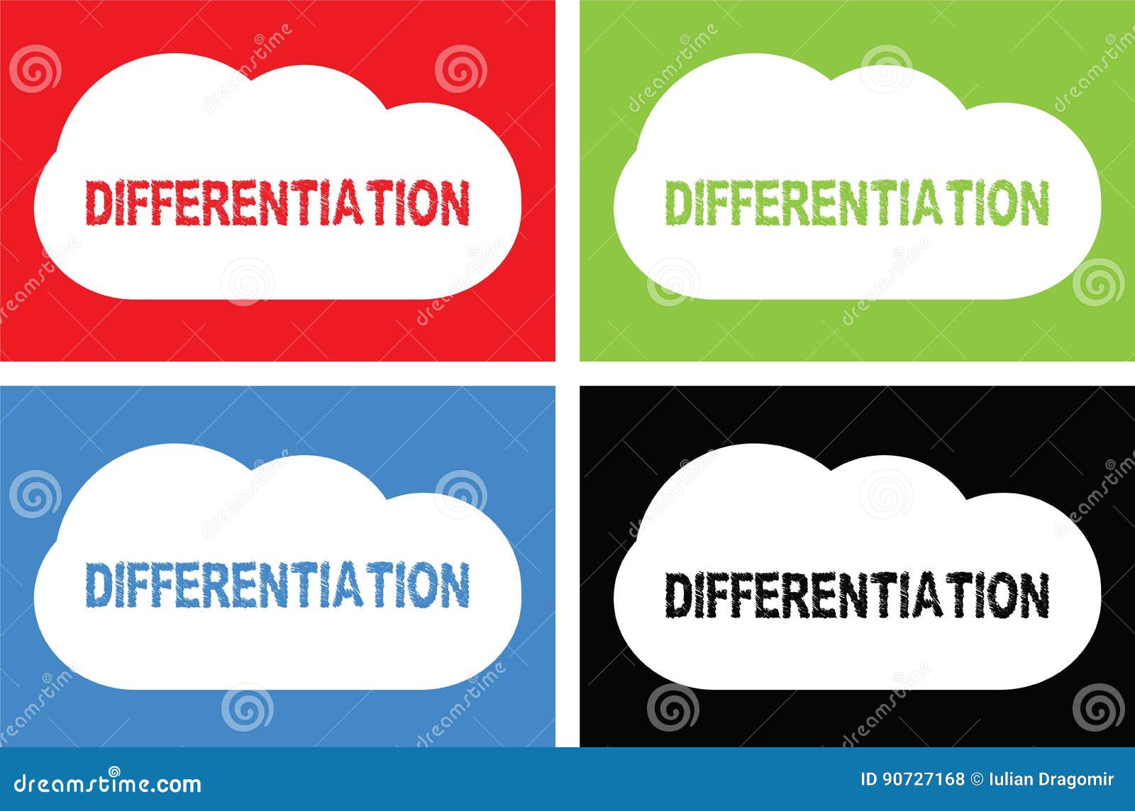 DIFFERENTIATION Text, on Cloud Bubble Sign. Stock Illustration ...