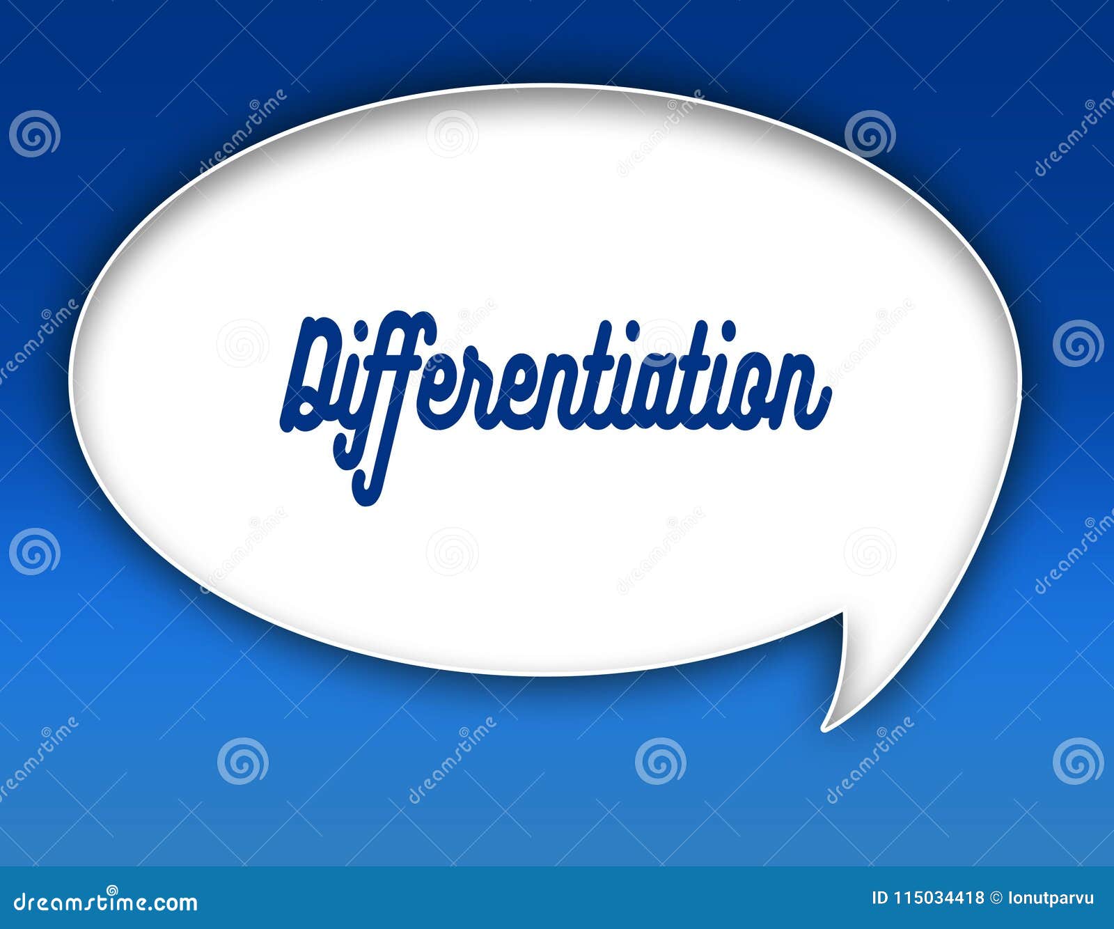 DIFFERENTIATION Text on Dialogue Balloon Illustration. Blue Background ...