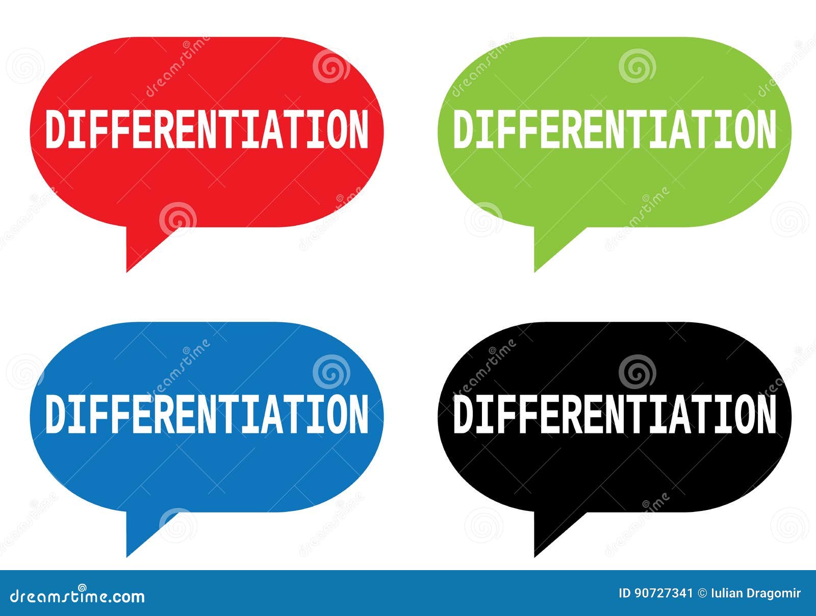 DIFFERENTIATION Text, on Rectangle Speech Bubble Sign. Stock ...