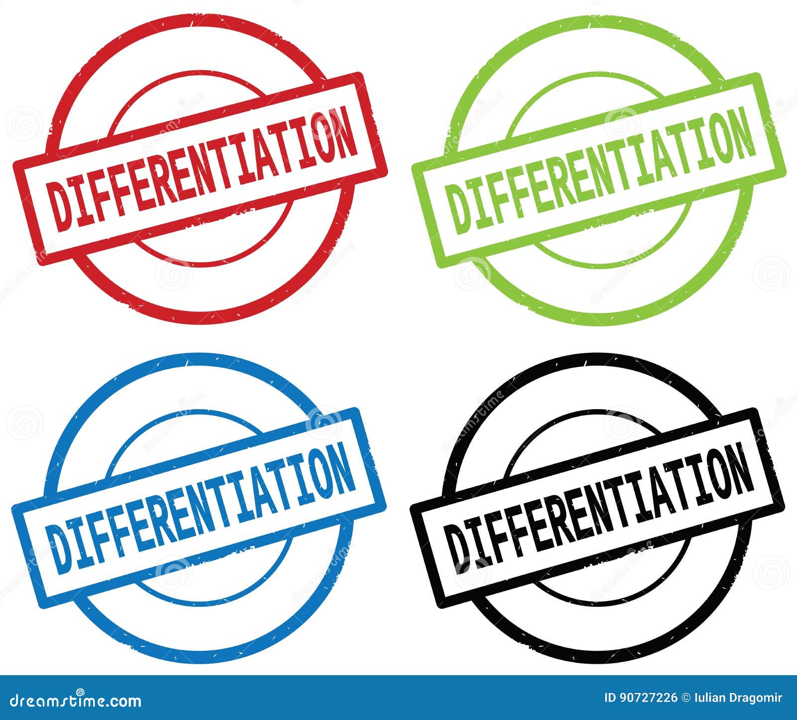 DIFFERENTIATION Text, on Round Simple Stamp Sign. Stock Illustration ...