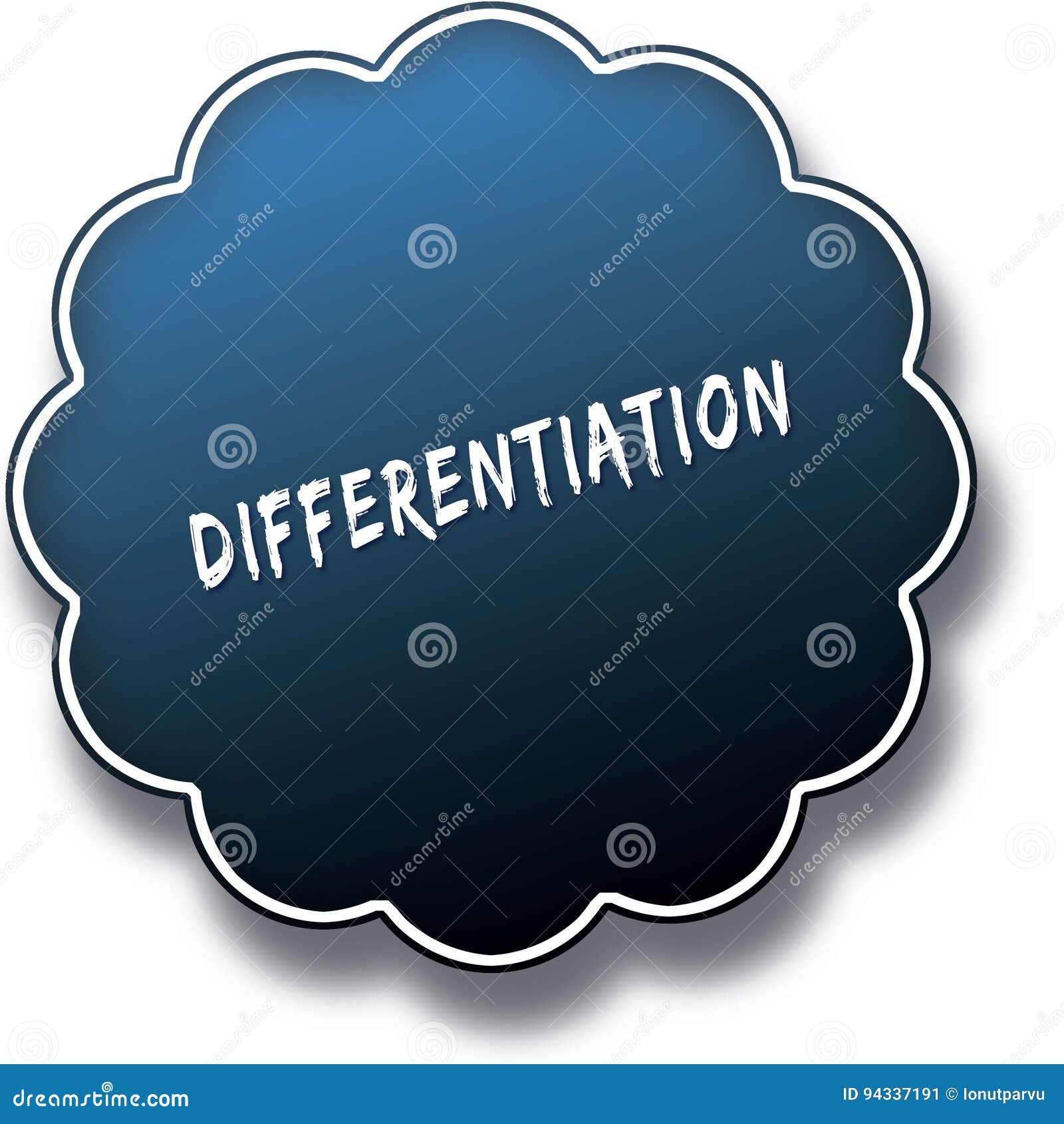 DIFFERENTIATION Text Written on Blue Round Label Badge. Stock ...