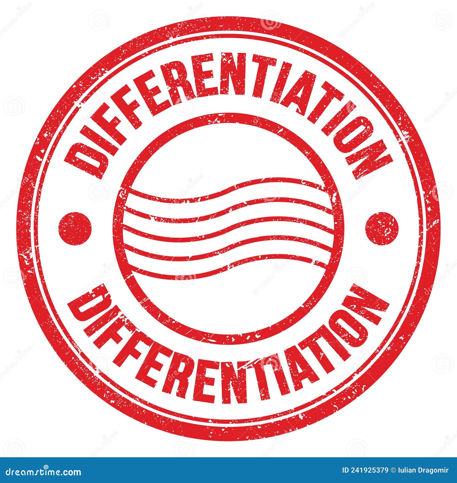 DIFFERENTIATION Text Written on Red Round Postal Stamp Sign Stock ...