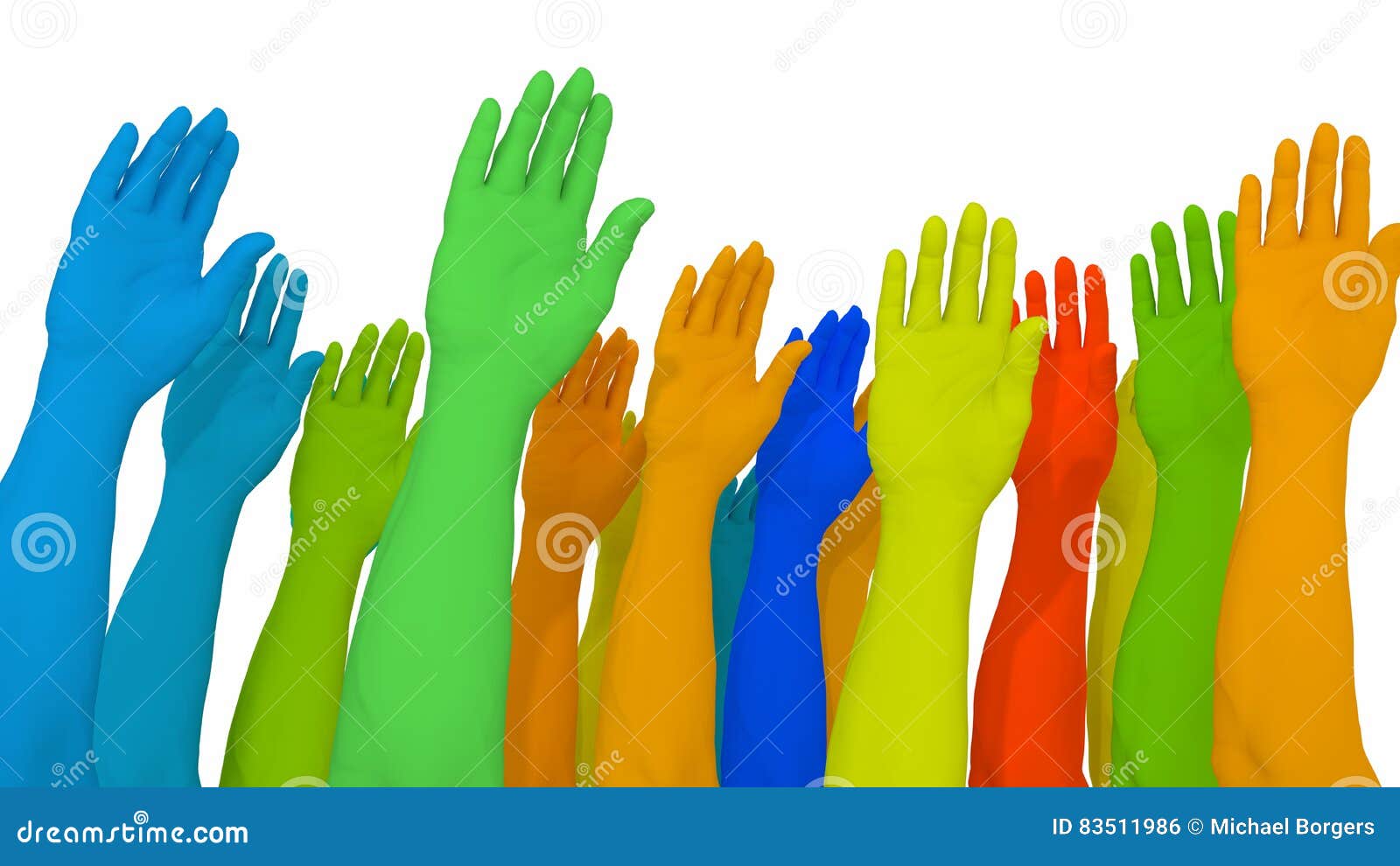 Differently Colored Arms and Hands on White Diversity Concept Stock ...
