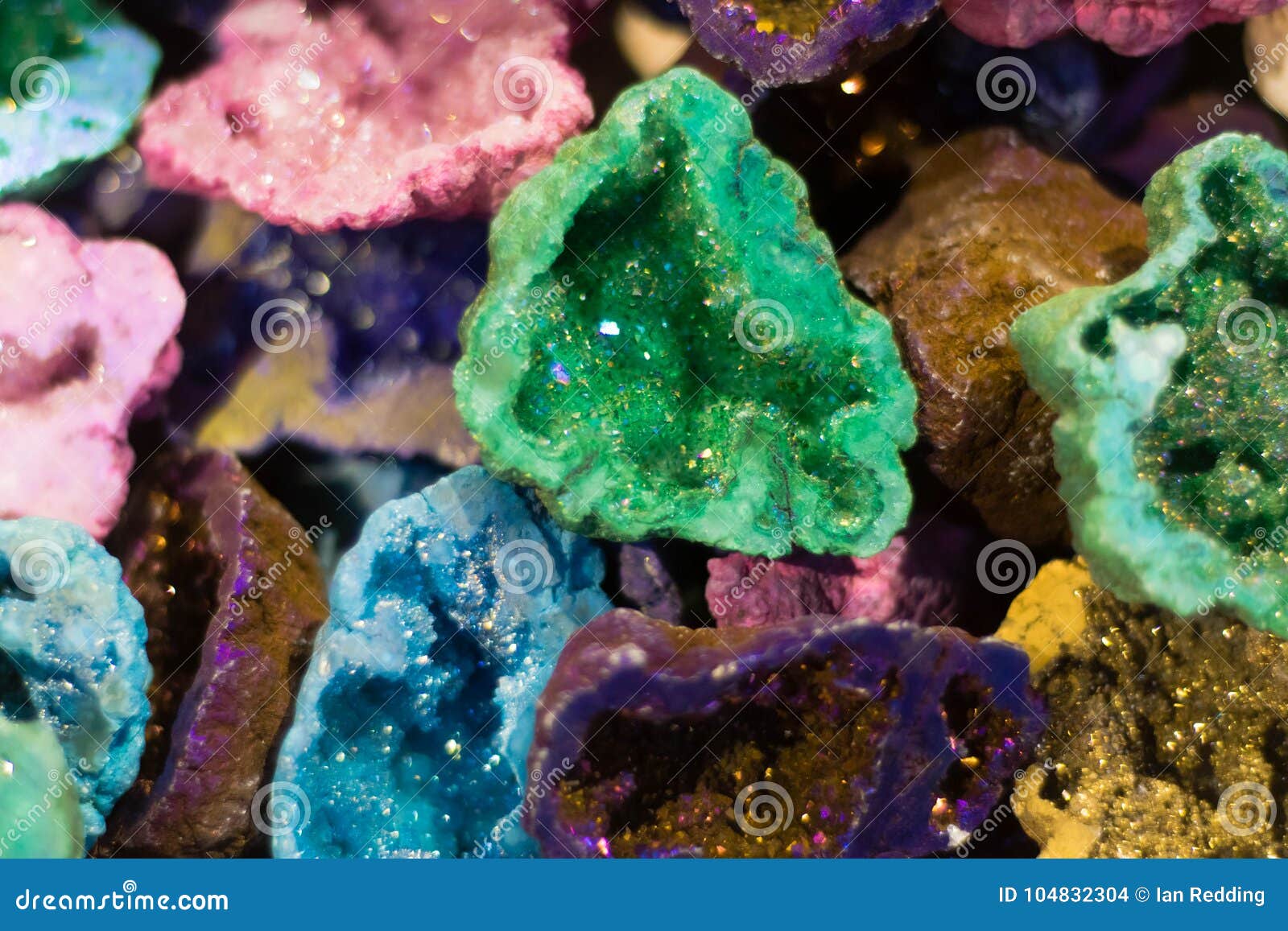 Differently Coloured Geodes Cut Open Stock Photo - Image of open ...