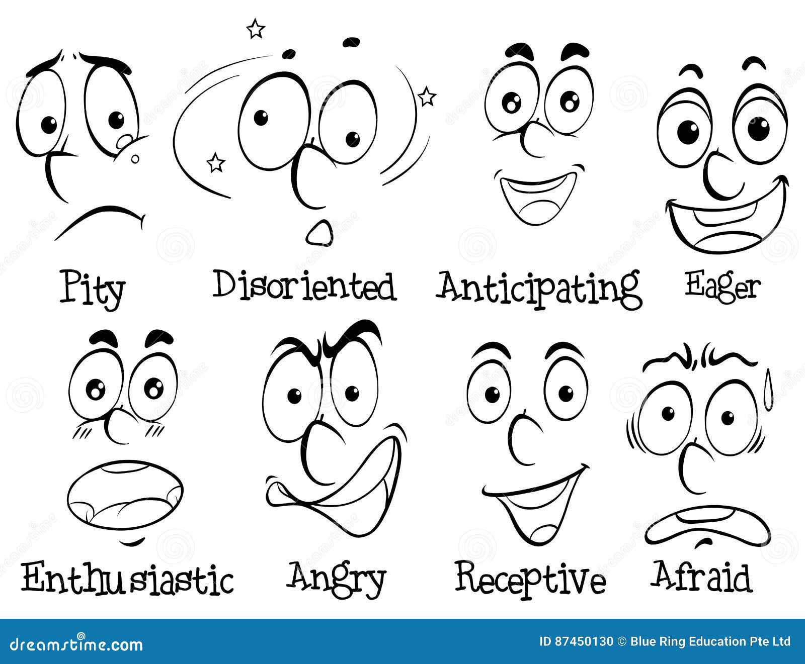 Diffferent Facial Expressions with Words Stock Illustration ...