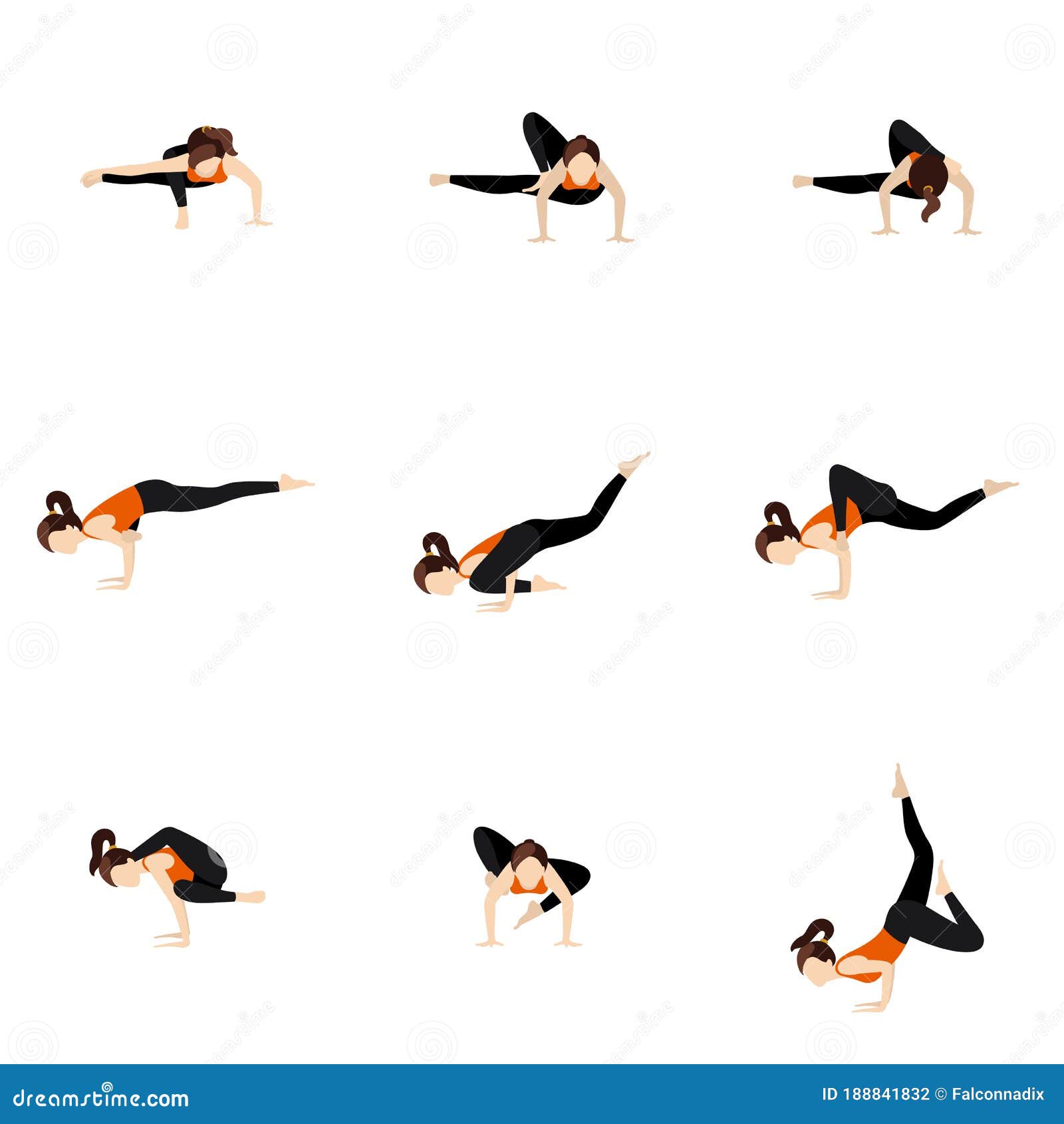 Difficult Advanced Arm Balances Yoga Poses Set Stock Vector ...