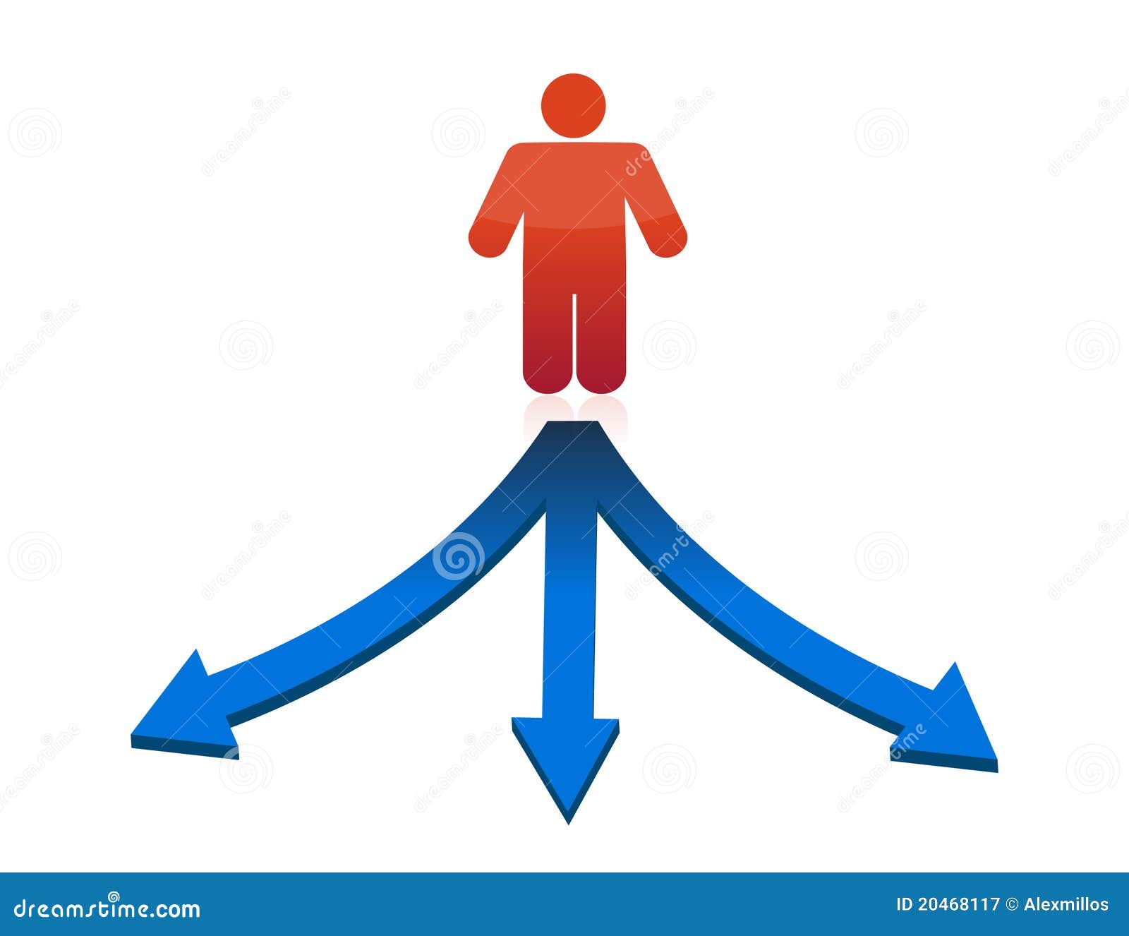 Difficult Choice of One of Three Ways Stock Illustration - Illustration ...