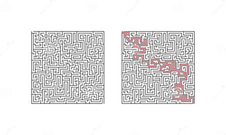 Difficult Labyrinth Maze Game Stock Vector - Illustration of line ...