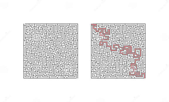 Difficult Labyrinth Maze Game Stock Vector - Illustration of line ...
