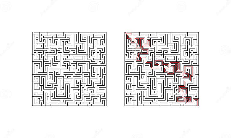 Difficult Labyrinth Maze Game Stock Vector - Illustration of line ...