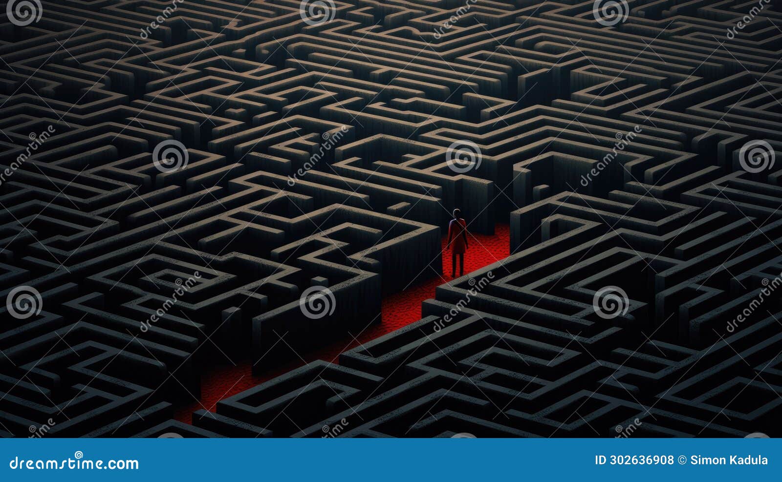 Difficult Labyrinth or Maze Set on Dark Environment Stock Illustration ...