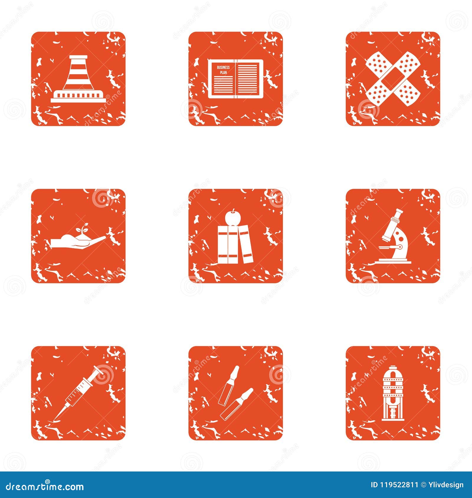 Difficult Material Icons Set, Grunge Style Stock Vector - Illustration ...