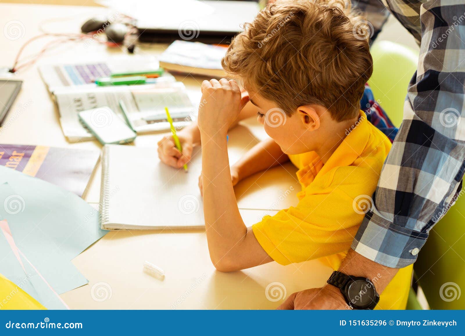 Nice Smart Boy Thinking about the Exercise Stock Photo - Image of smart ...