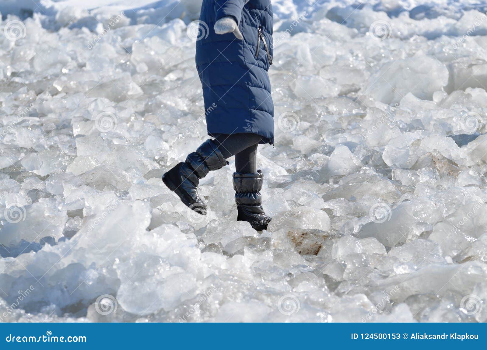 Difficult Passage Over the Ice. Stock Image - Image of nature, slippery ...