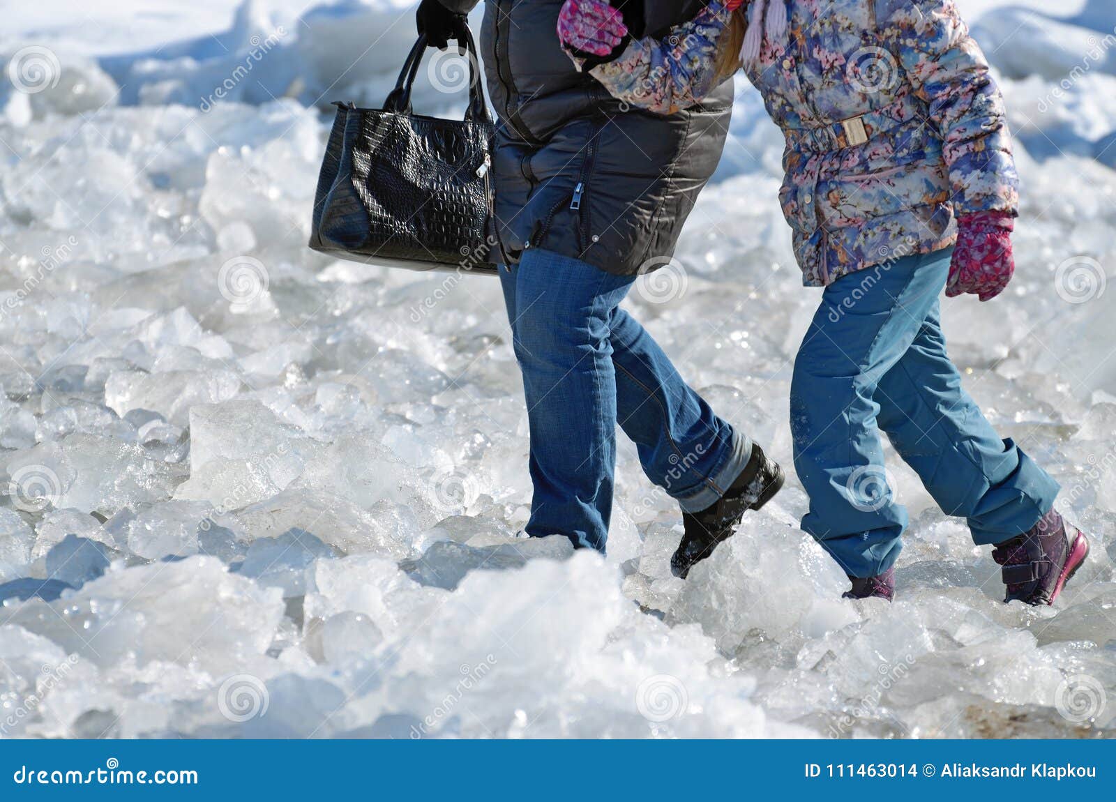 Difficult Passage Over the Ice. Stock Photo - Image of nature, lake ...