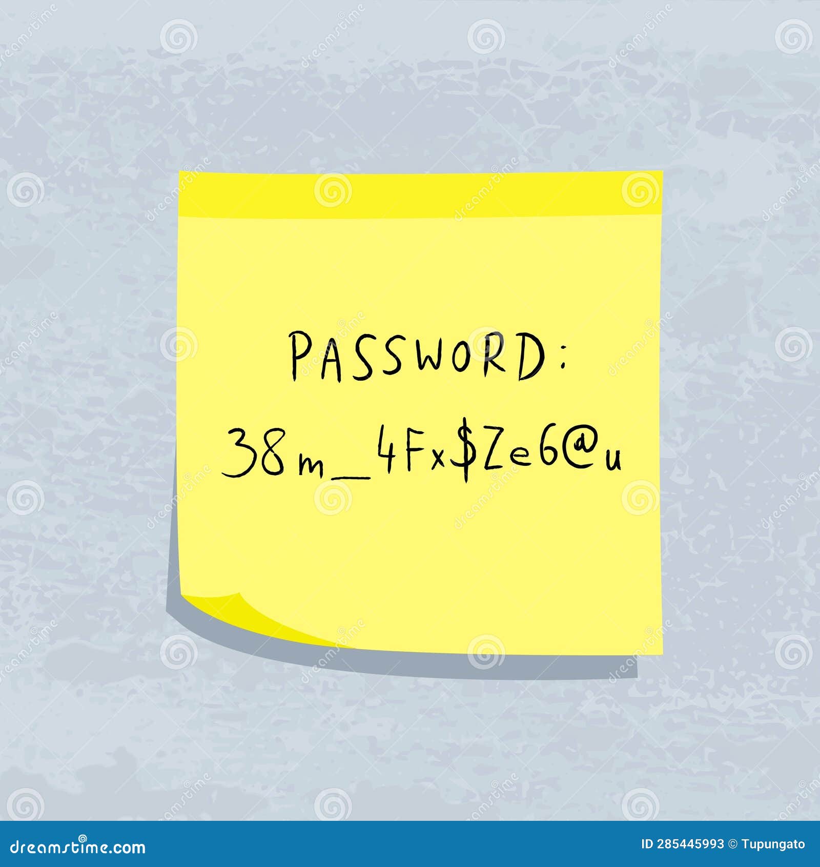 Difficult Password on Sticky Note Stock Vector - Illustration of ...