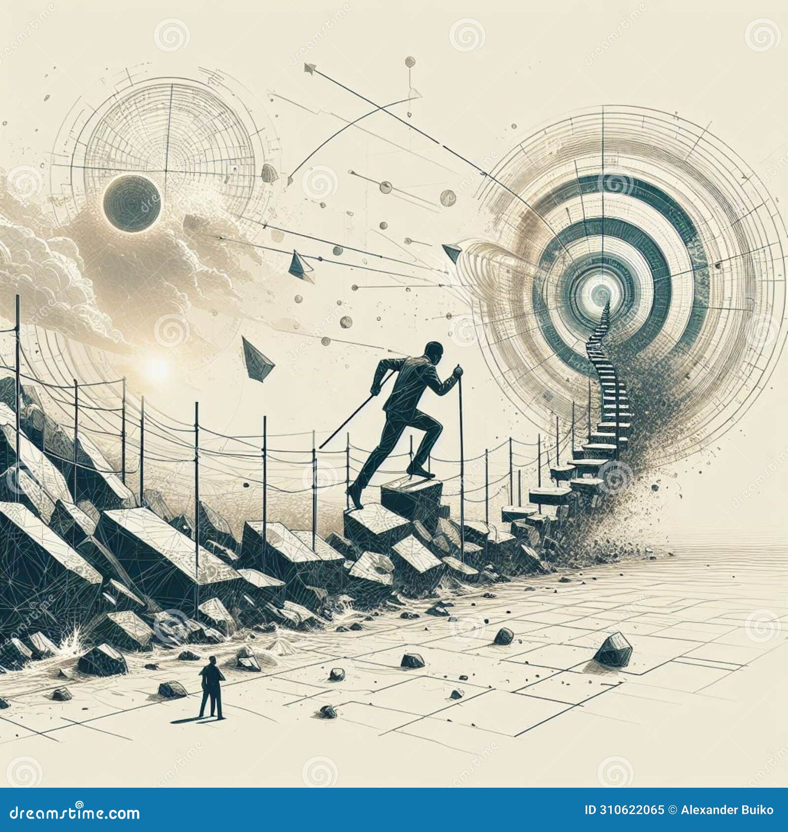 Difficult path to the goal stock illustration. Illustration of effort ...