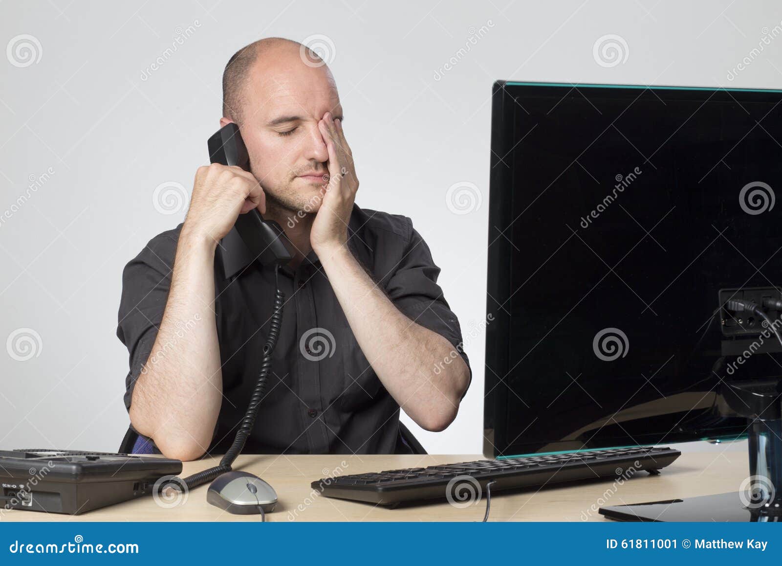 Difficult phone call stock image. Image of face, portrait - 61811001