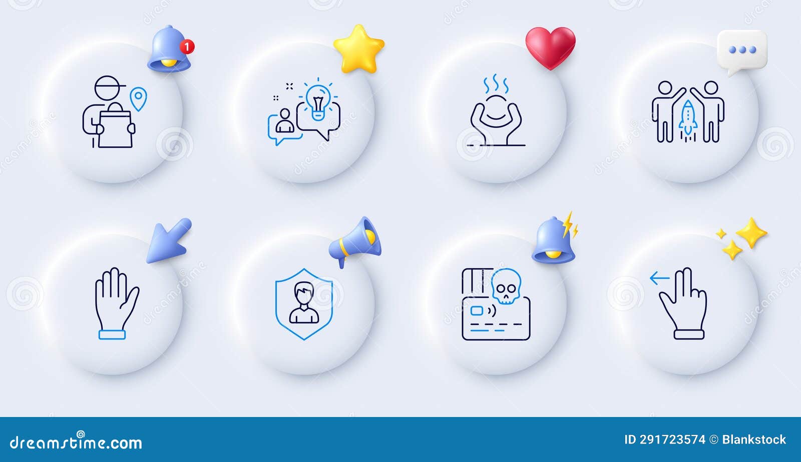 Difficult Stress, Idea and Delivery Man Line Icons. for Web App ...