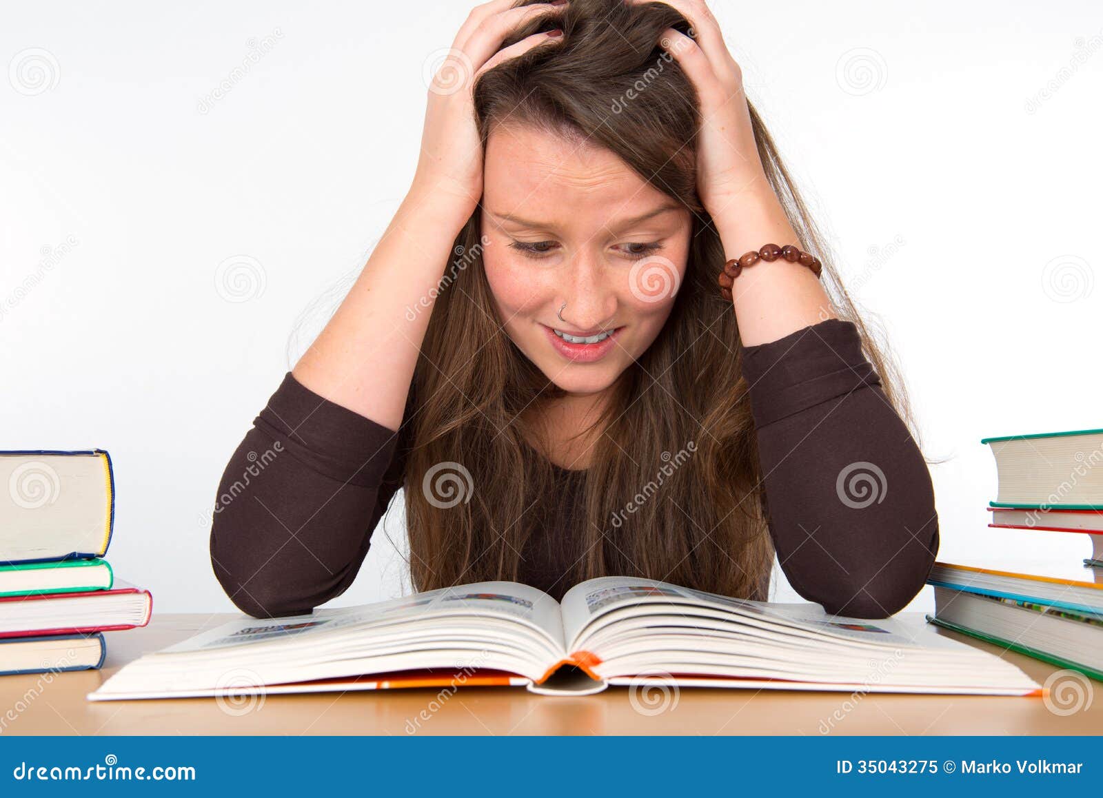 Difficult studies stock image. Image of model, literature - 35043275