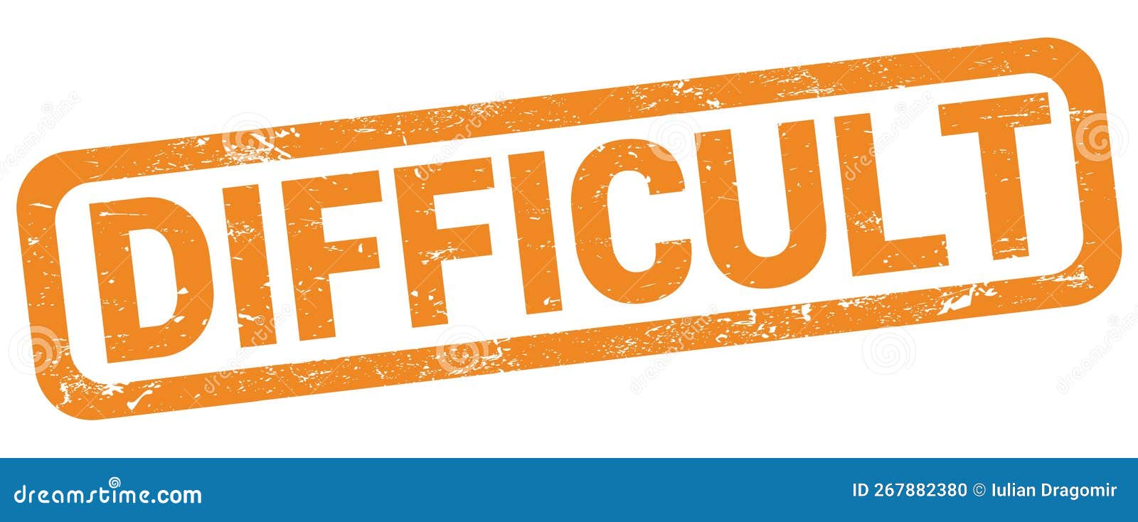 DIFFICULT Text Written on Orange Rectangle Stamp Stock Illustration ...