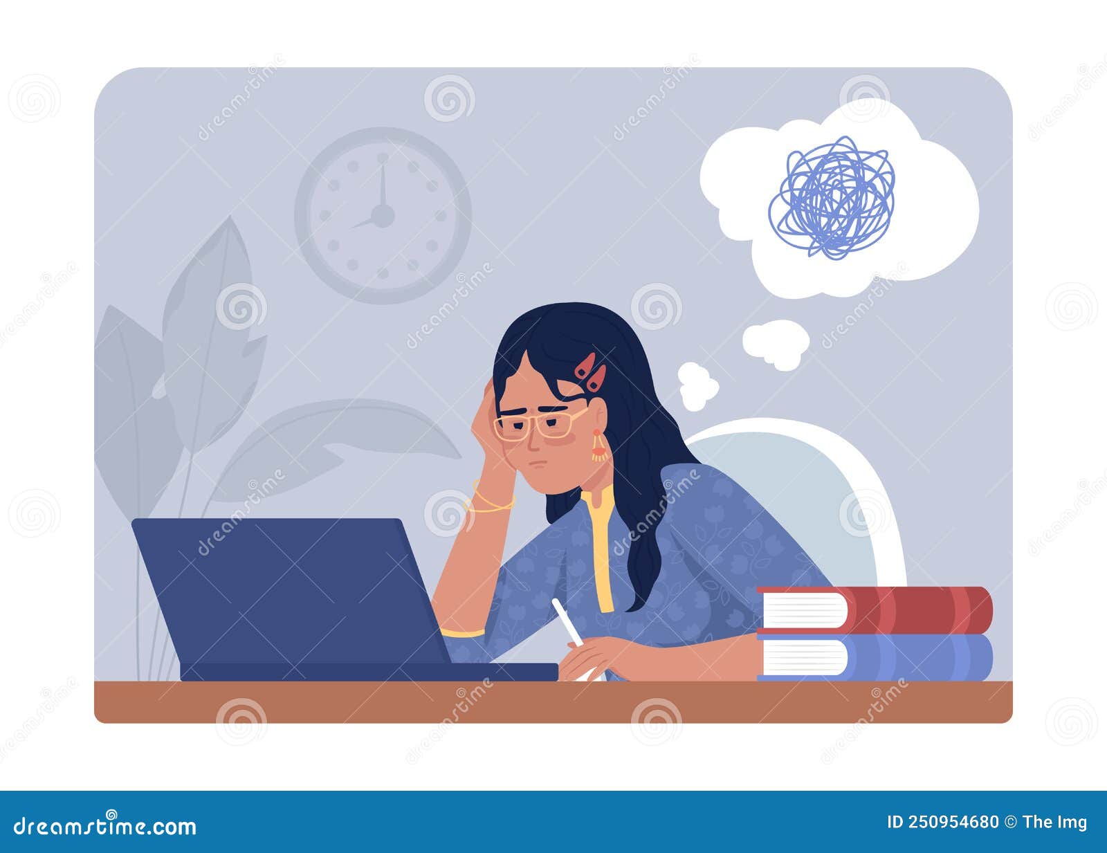 Difficult To Concentrate on Homework 2D Vector Isolated Illustration ...