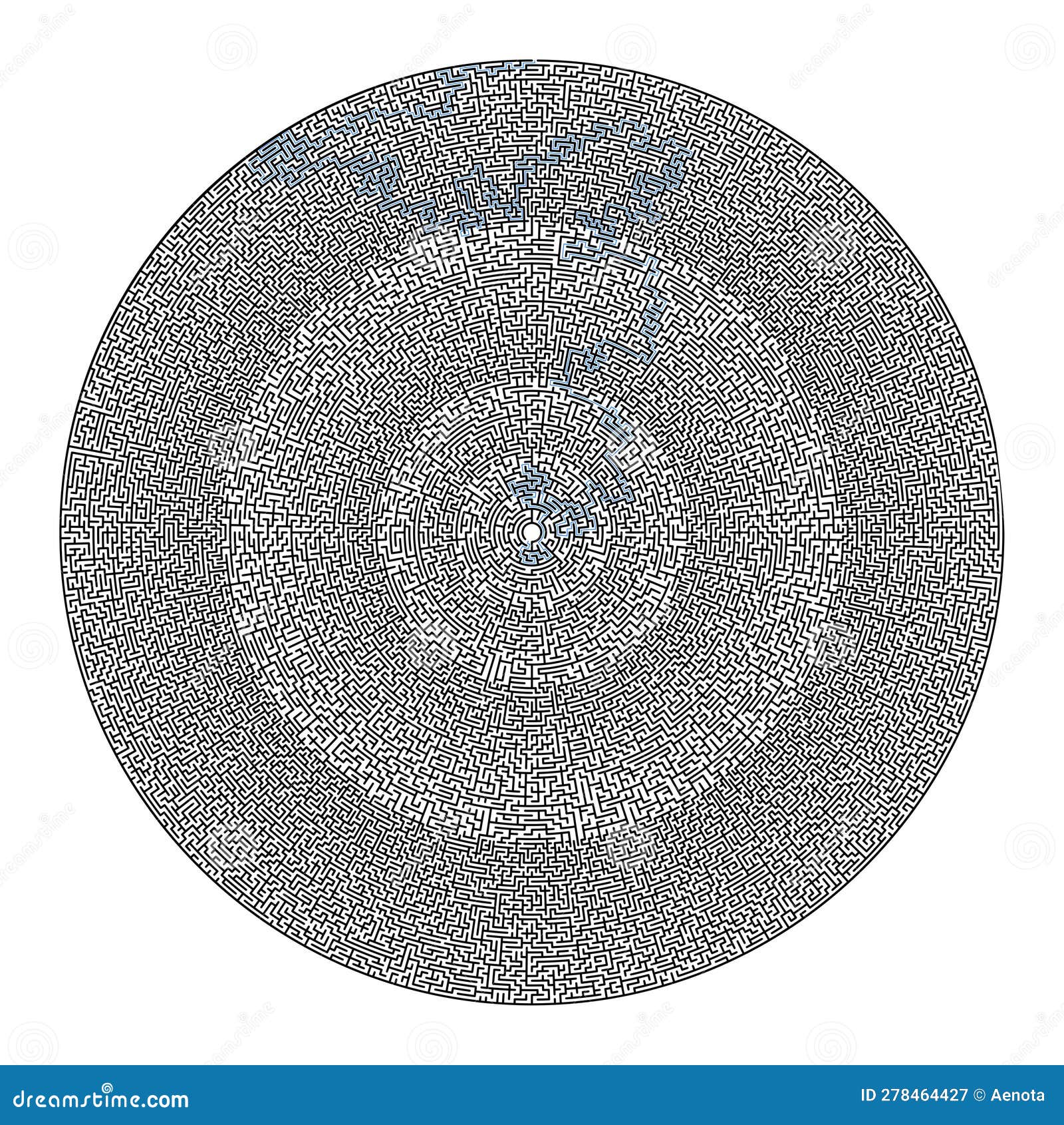 Difficult Vector Black and White Round Maze for Children with Solution ...