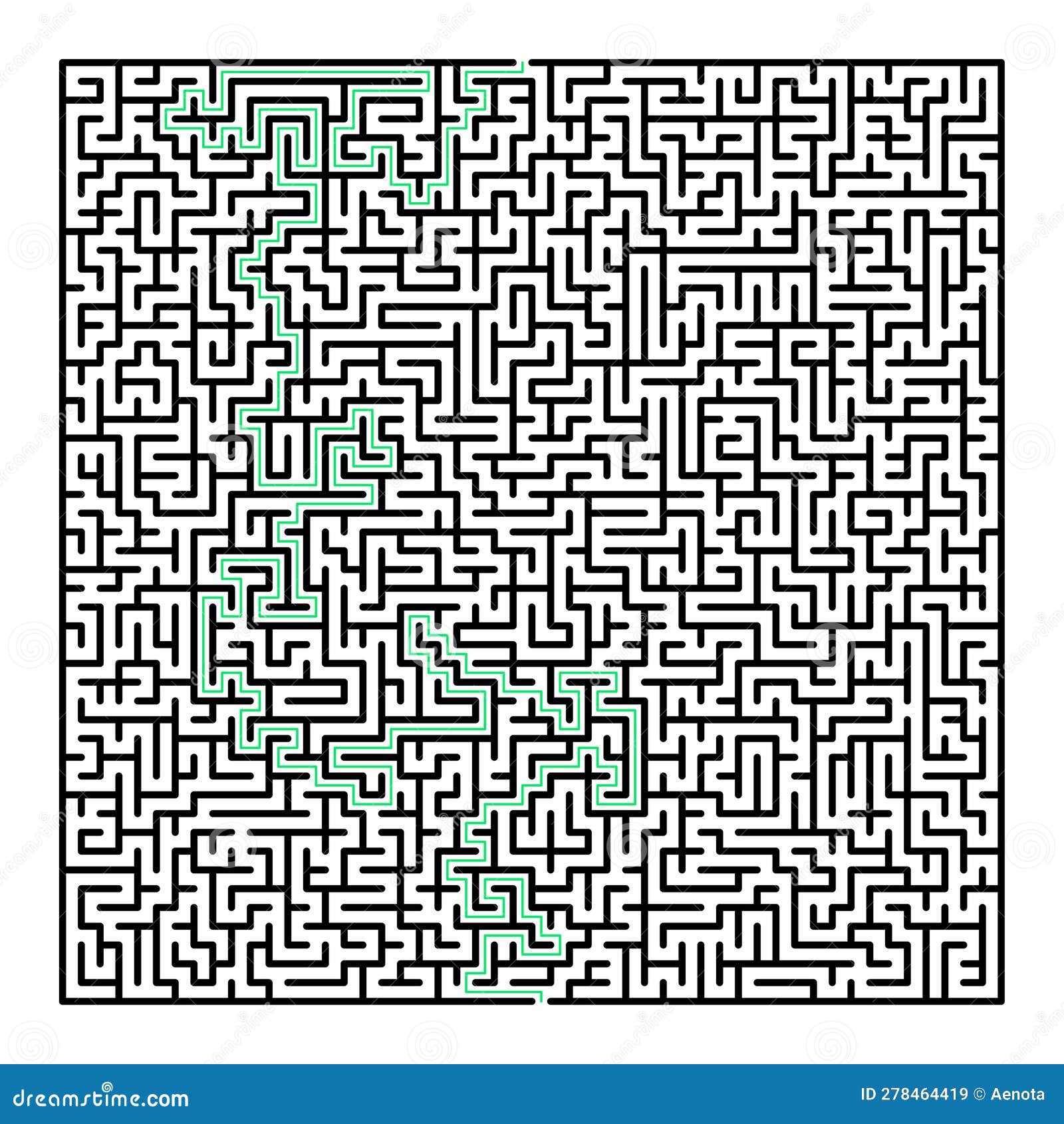 Difficult Vector Black and White Square Maze for Children Stock Vector ...