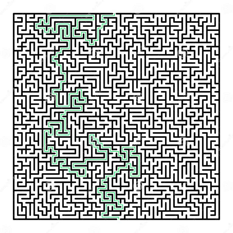 Difficult Vector Black and White Square Maze for Children Stock Vector ...