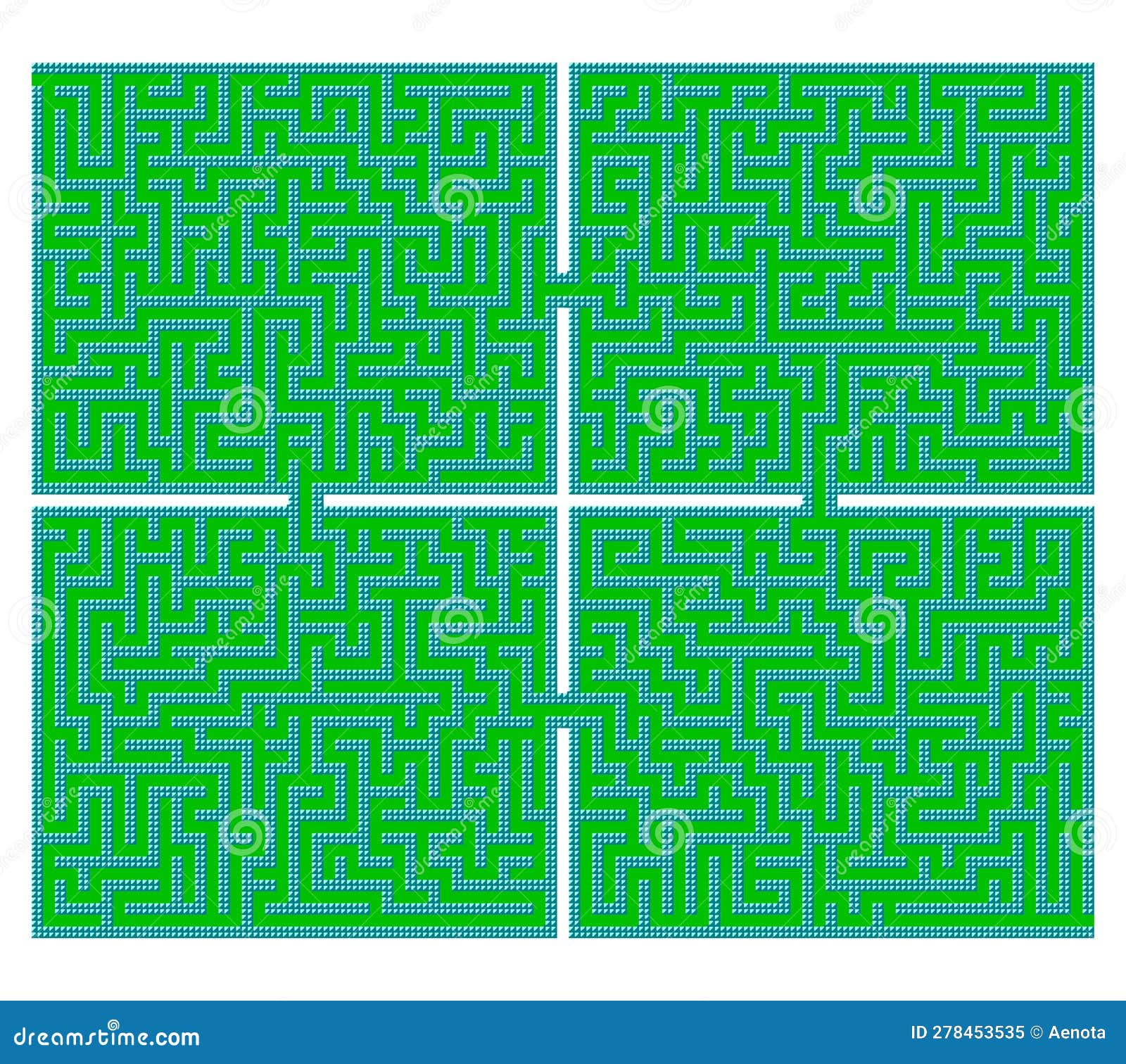 Difficult Vector Retro Game Maze Stock Vector - Illustration of knotty ...