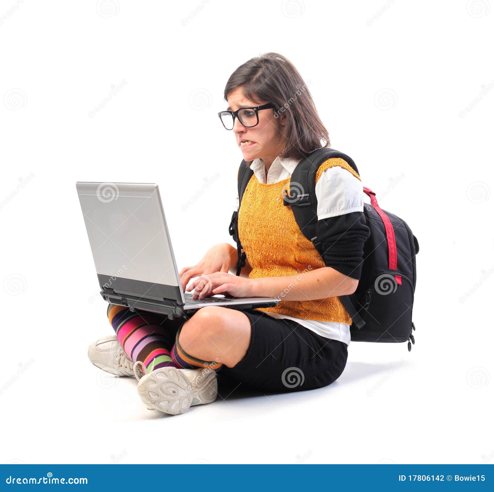 Difficult work stock photo. Image of nerd, girl, laptop - 17806142