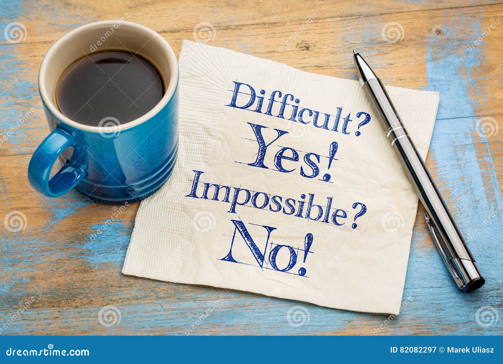 Difficult? Yes! Impossible? No! Stock Image - Image of motivation ...