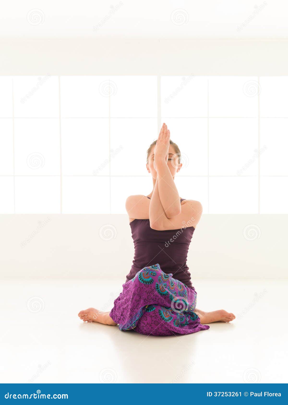 Difficult yoga pose stock image. Image of elongated, gomukasana - 37253261