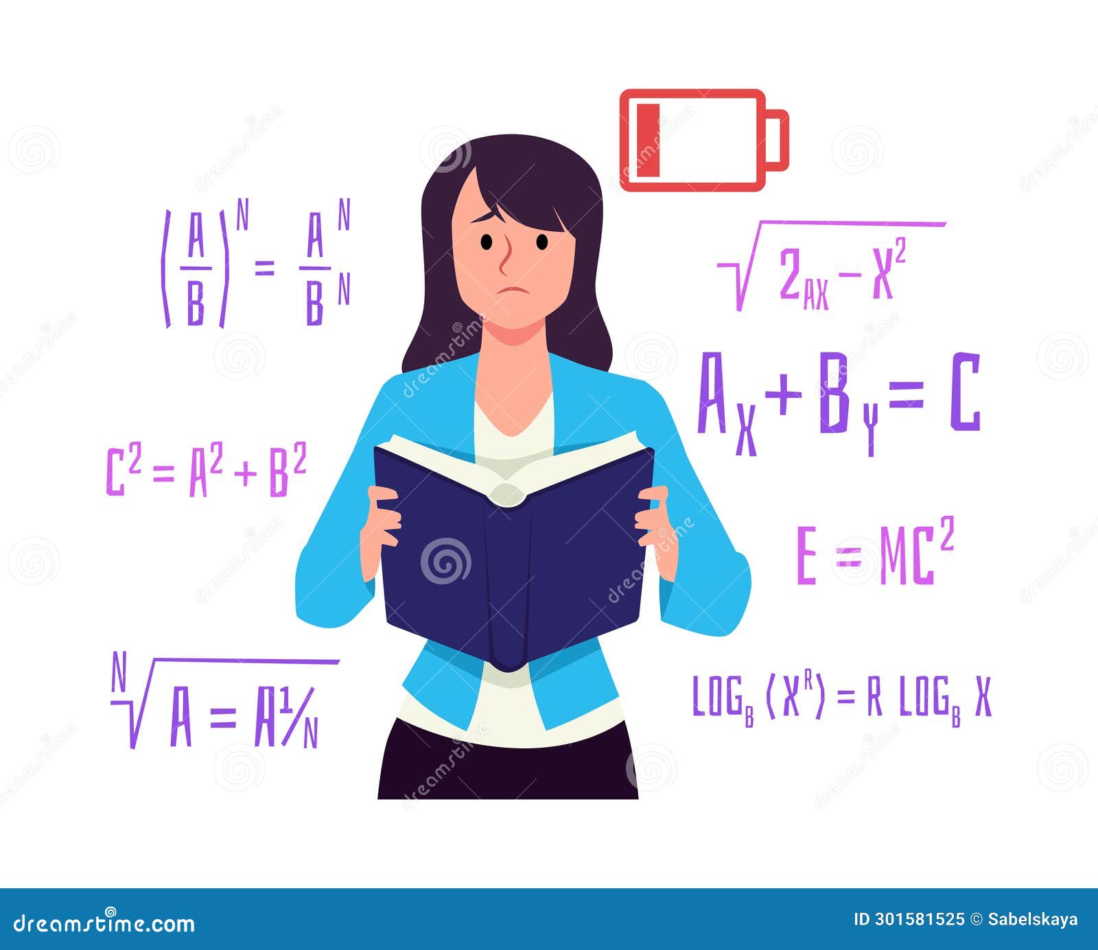 Difficulties Learning, Dyscalculia, Vector Young Woman Difficulty in ...