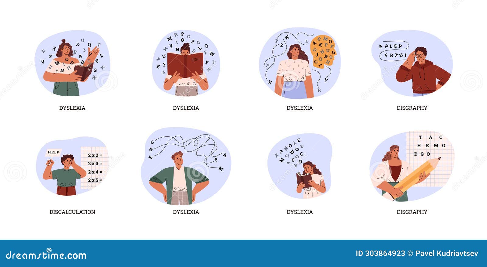 Difficulties Learning, Dysgraphia and Dyslexia Concept, People ...