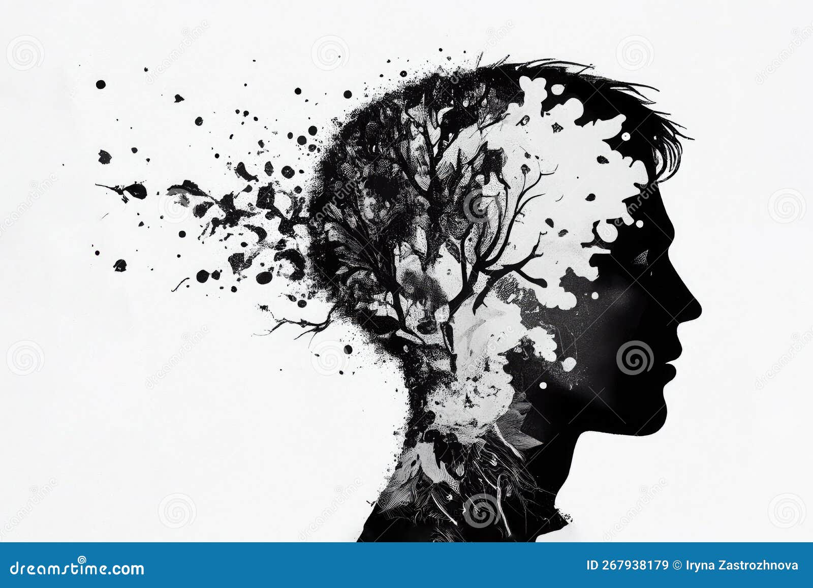 Difficulties and Problems. Human Head Silhouette, Confused Thoughts ...