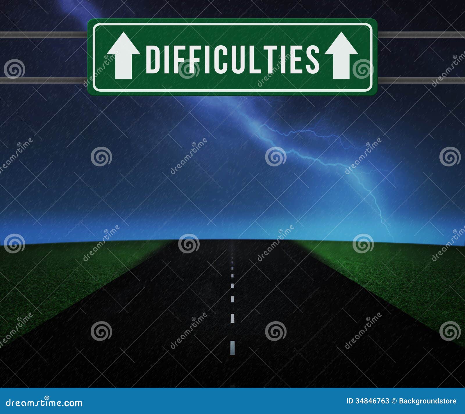 Difficulties Sign on the Road Stock Illustration - Illustration of ...