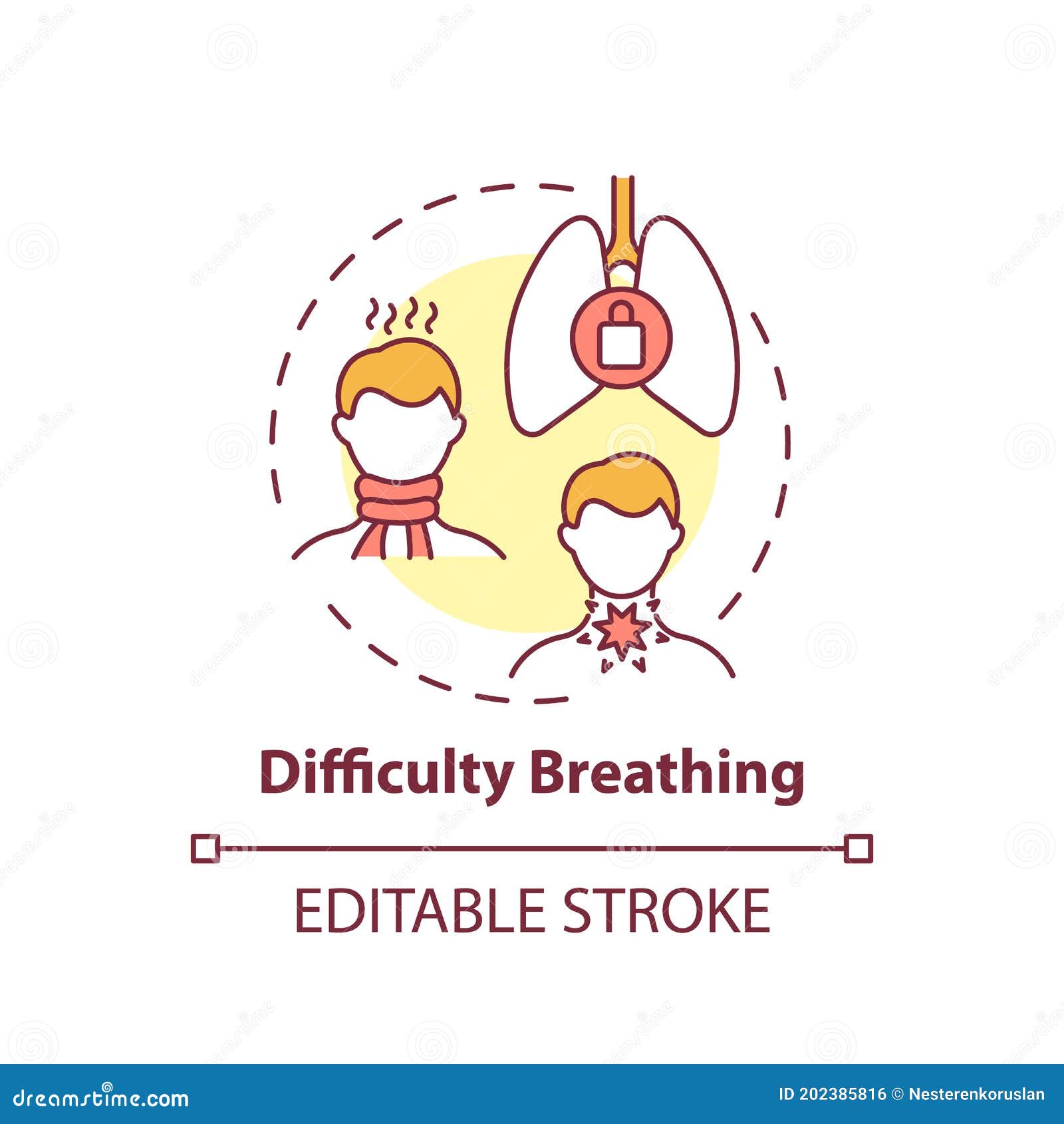 Difficulty Breathing Concept Icon Stock Vector - Illustration of ...