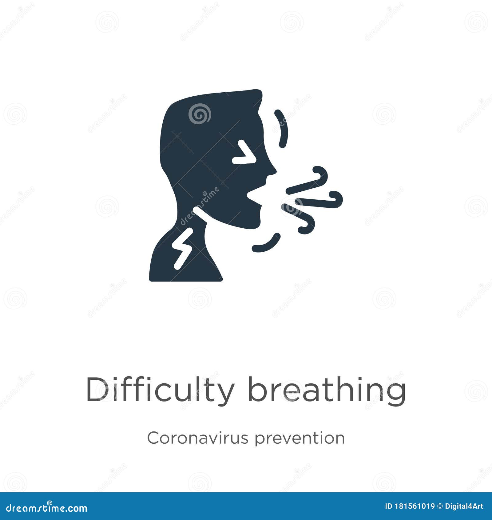 Difficulty Breathing Icon Vector. Trendy Flat Difficulty Breathing Icon from Coronavirus ...