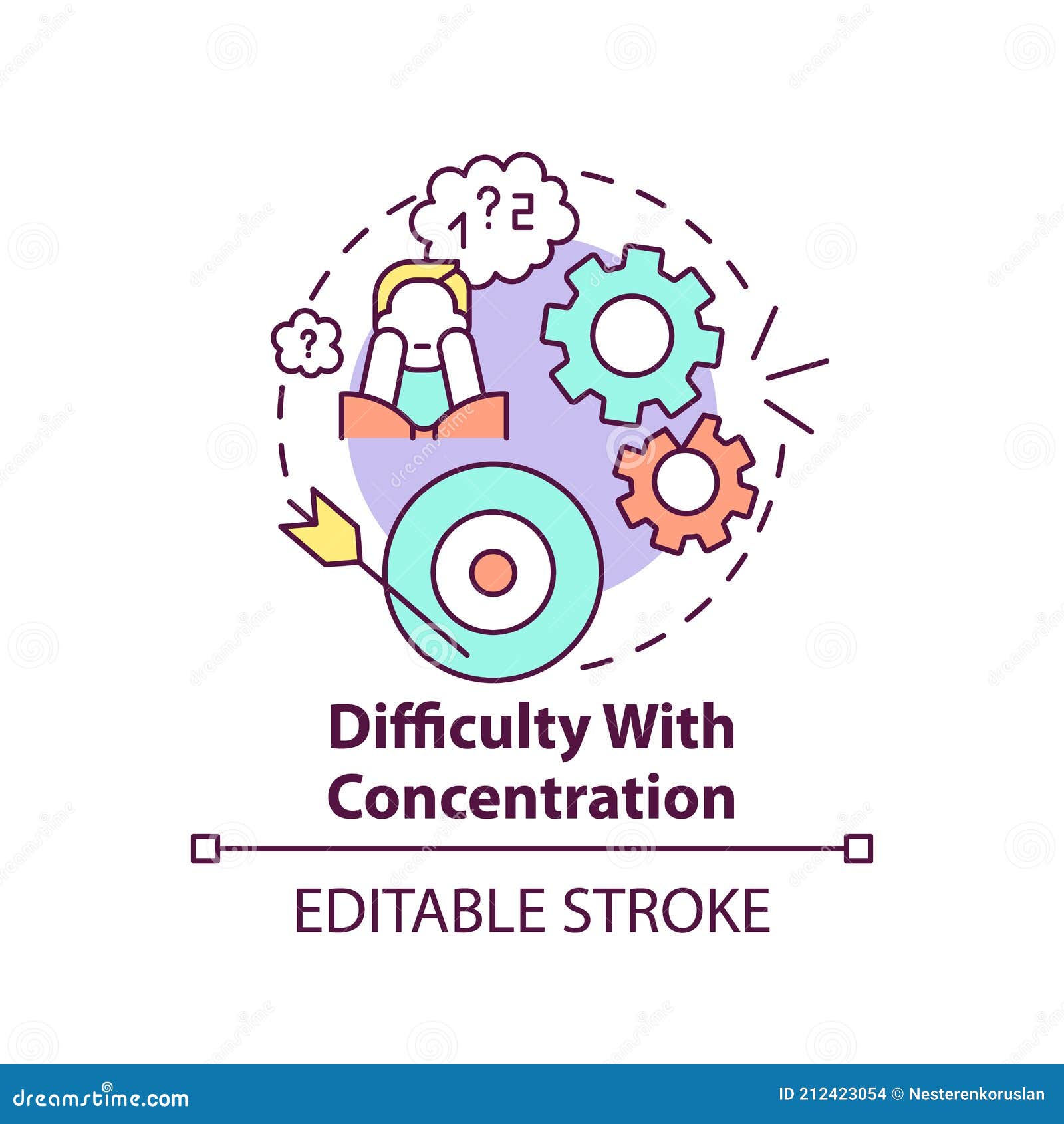 Difficulty with Concentration Concept Icon Stock Vector - Illustration ...