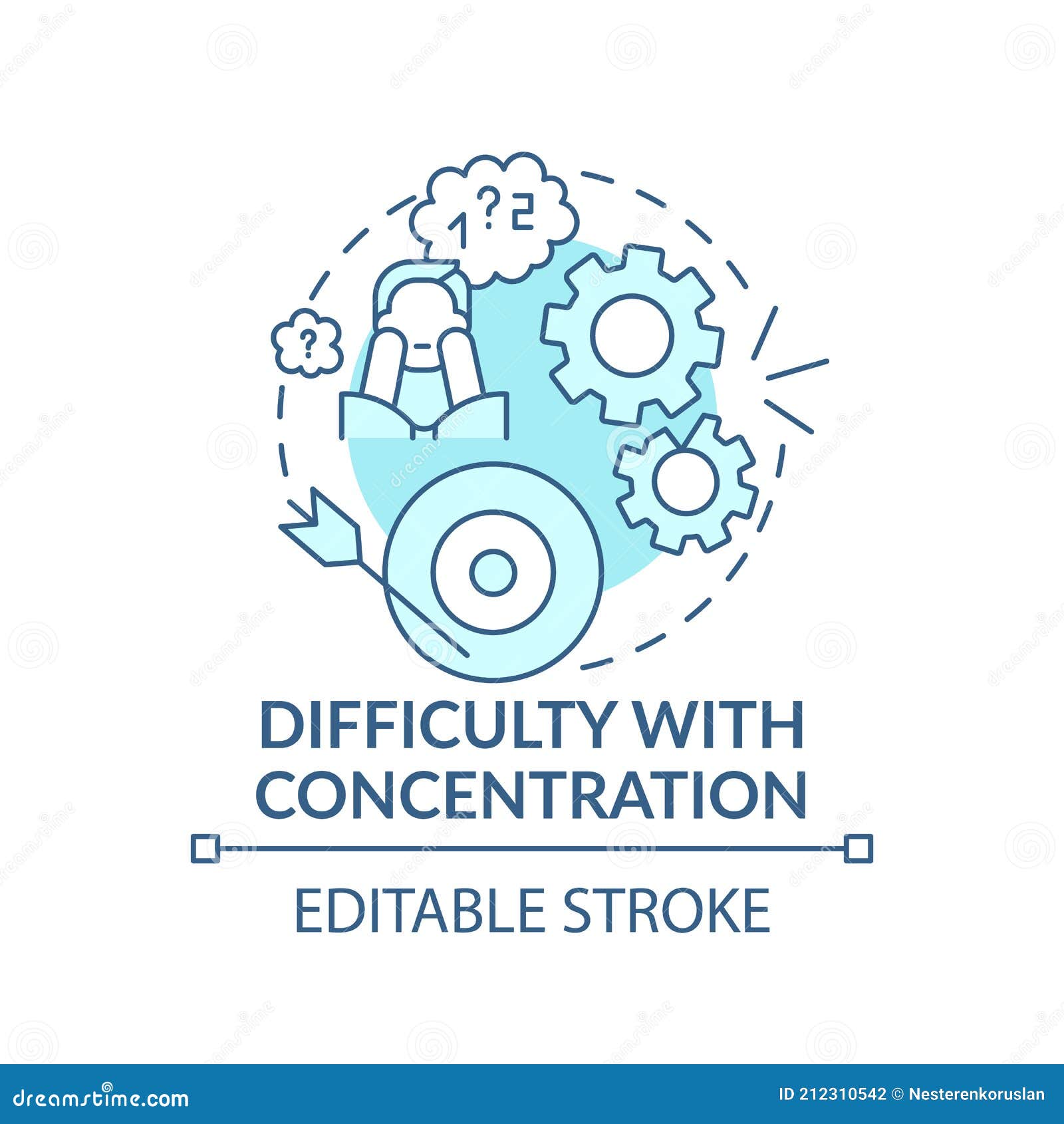 Difficulty with Concentration Concept Icon Stock Vector - Illustration ...