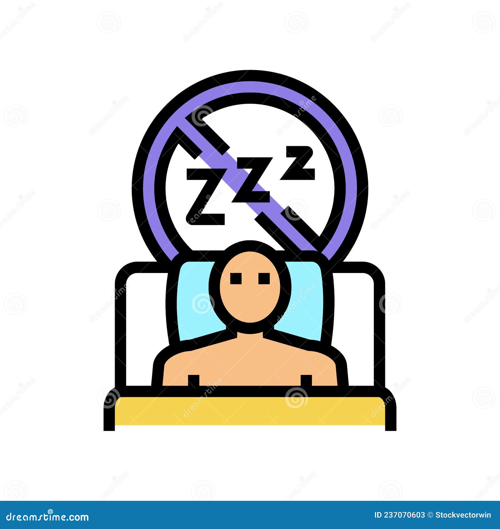 Difficulty Falling Asleep at Night Color Icon Vector Illustration Stock ...