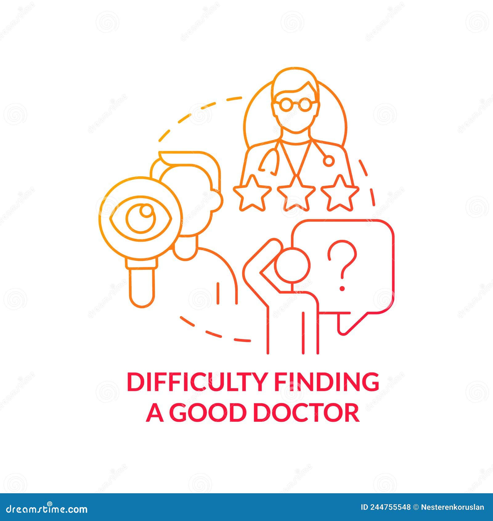 Difficulty Finding Good Doctor Red Gradient Concept Icon Stock Vector ...