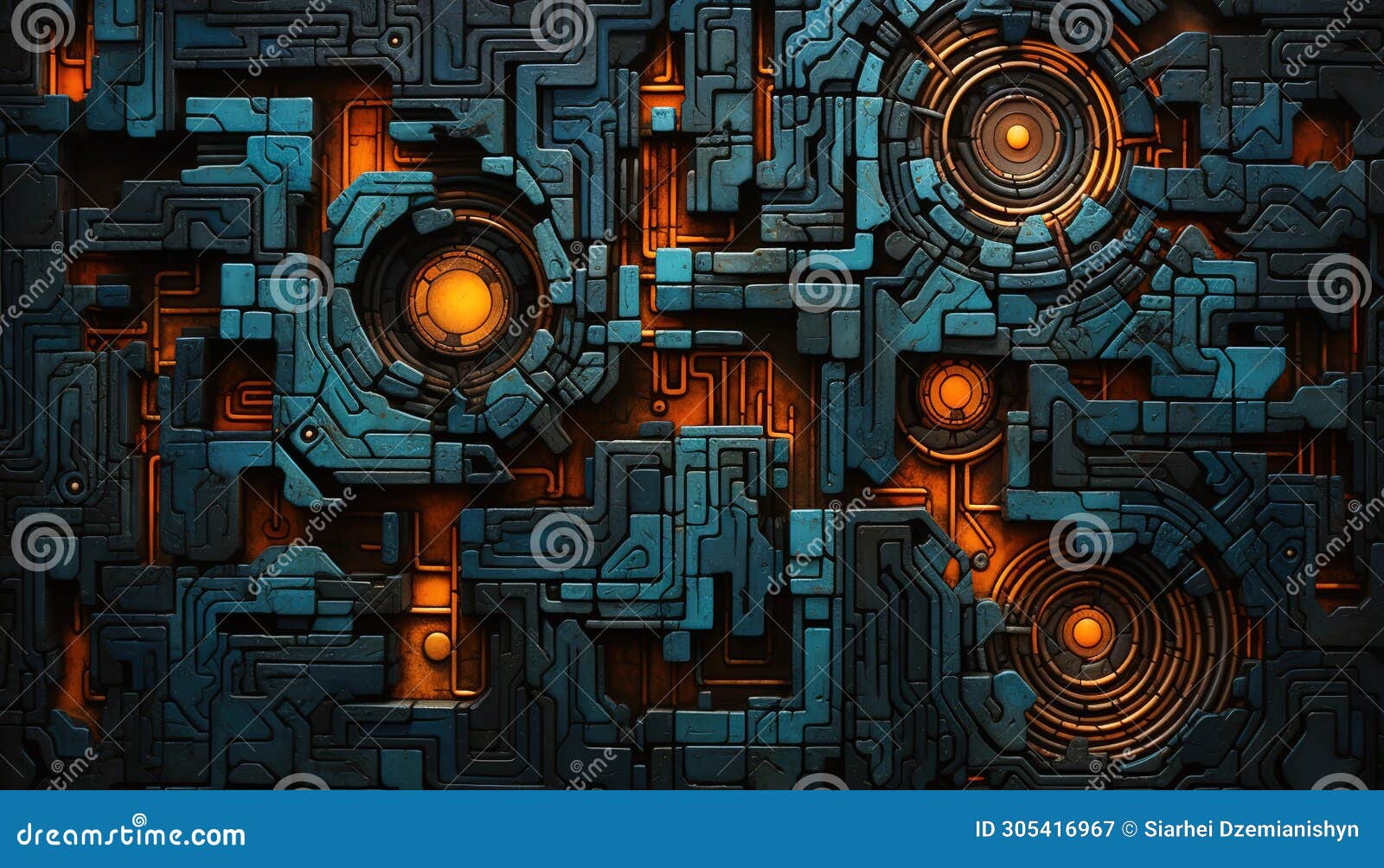 Difficulty Navigation: Abstract Blue and Gold Maze-like Background ...