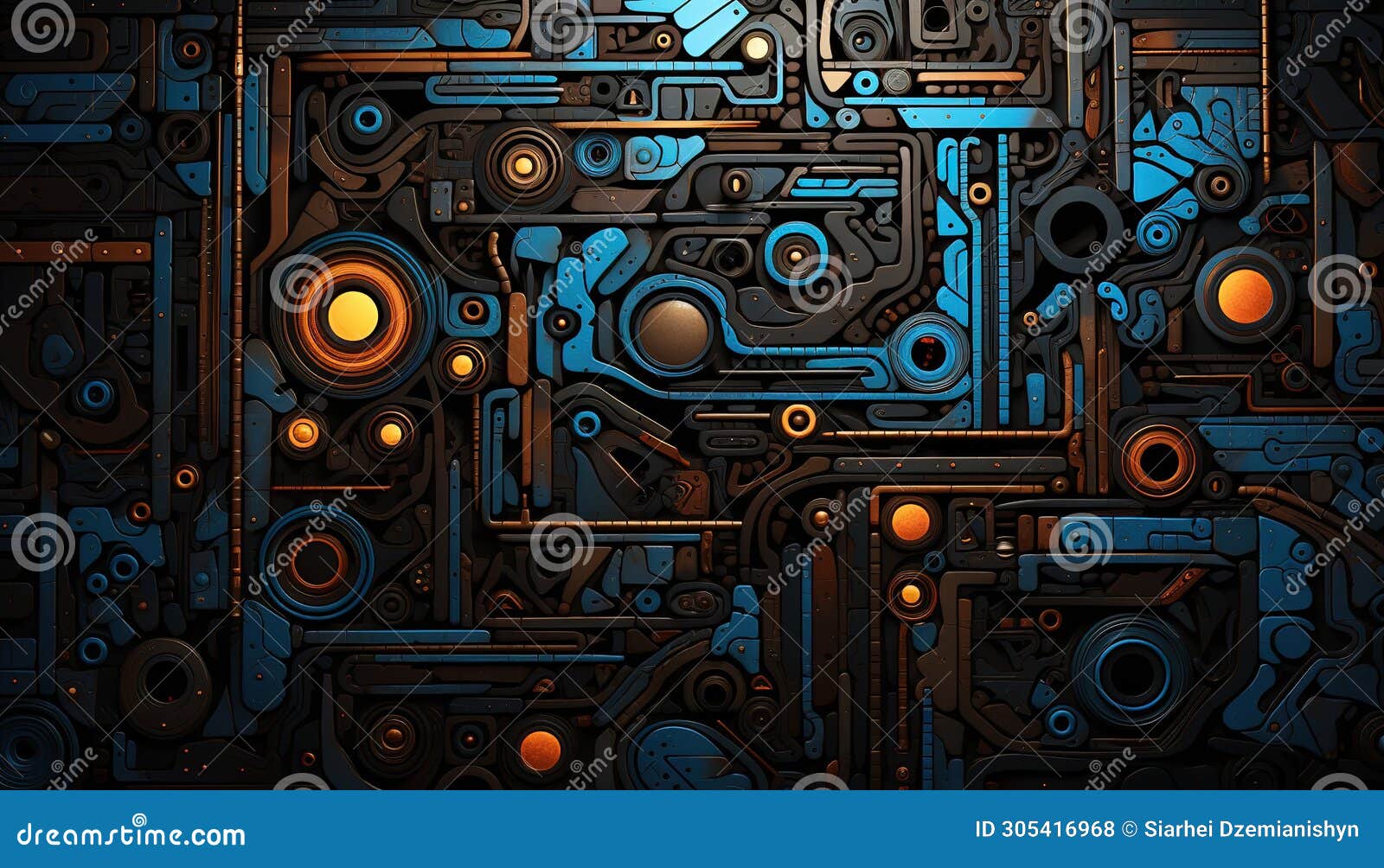 Difficulty Navigation: Abstract Blue and Gold Maze-like Background ...