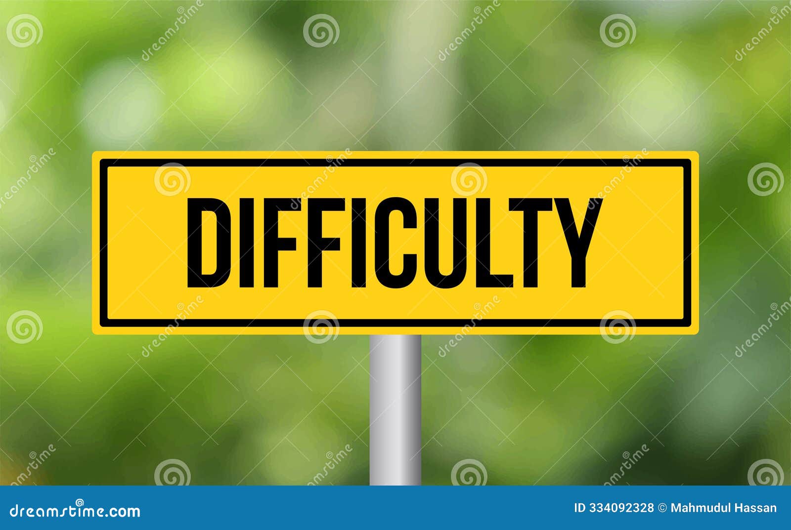 Difficulty Road Sign on Blur Background Stock Illustration ...
